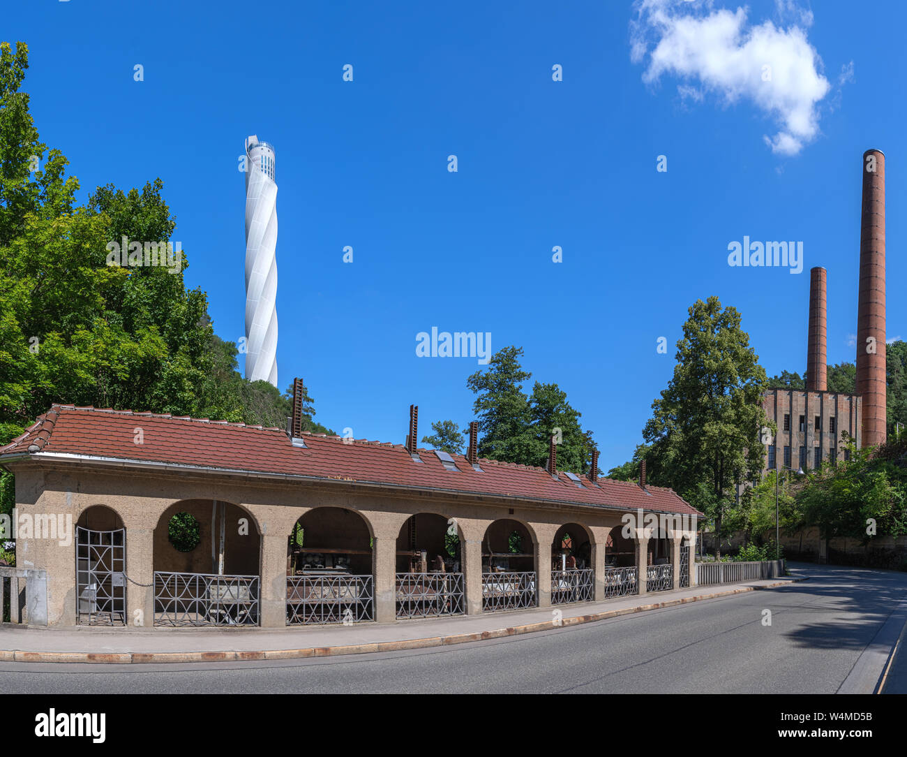 Rottweil, Germany - Neckartal with tower and power plant Stock Photo ...