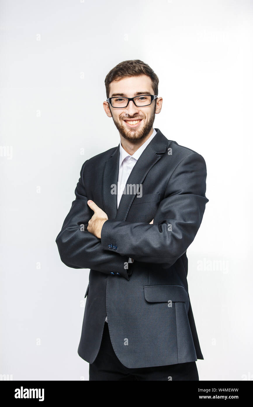 successful lawyer in a business suit on a white background.the photo ...