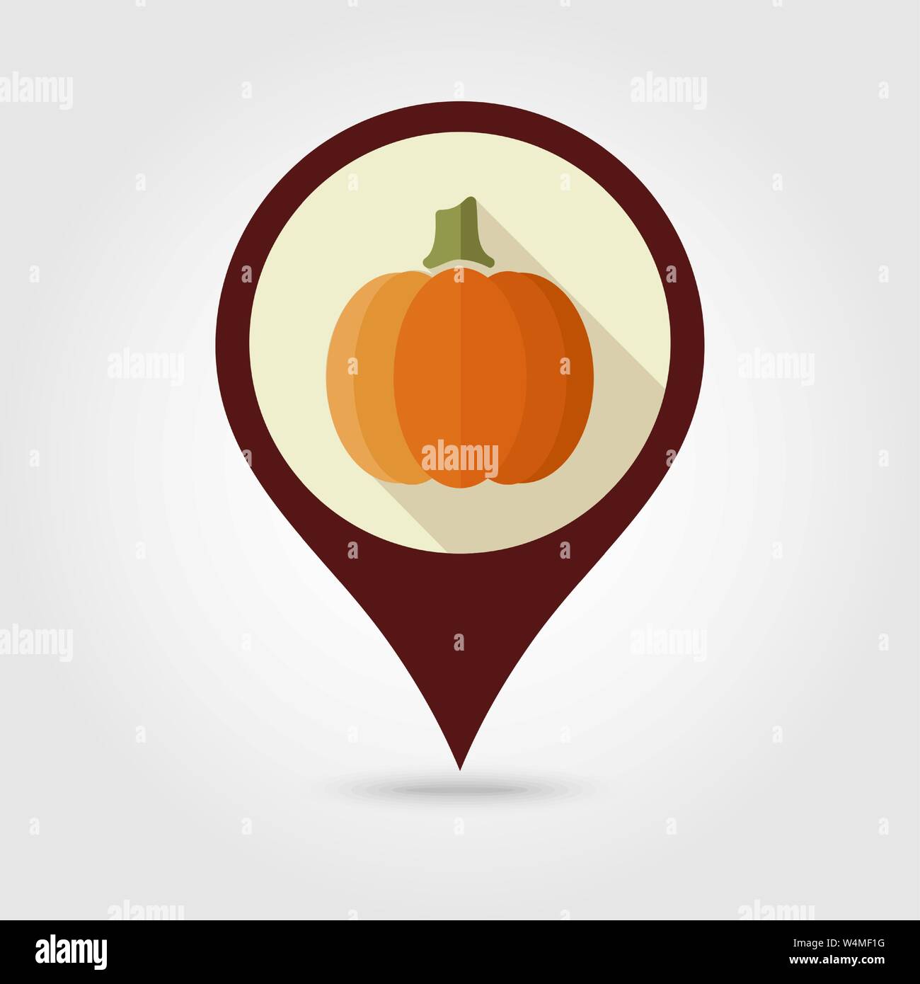 Pumpkin flat vector pin map icon. Map pointer. Map markers. Vegetable ...