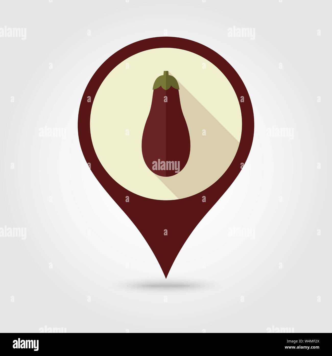 Eggplant flat vector pin map icon. Map pointer. Map markers. Vegetable vector illustration eps ...