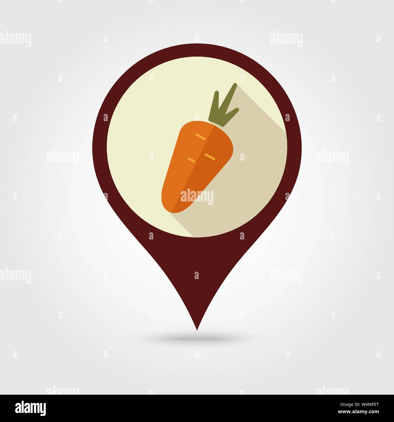 Carrot flat vector pin map icon. Map pointer. Map markers. Vegetable ...