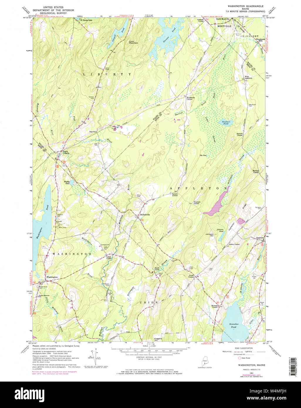 Maine USGS Historical Map Washington 103077 1961 24000 Restoration ...