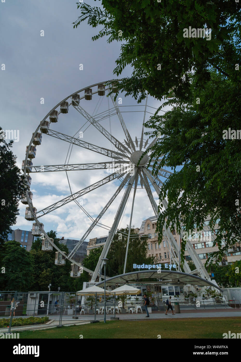Budapest, Hungary - July 05, 2019: Luminous Ferris wheel in night city ...