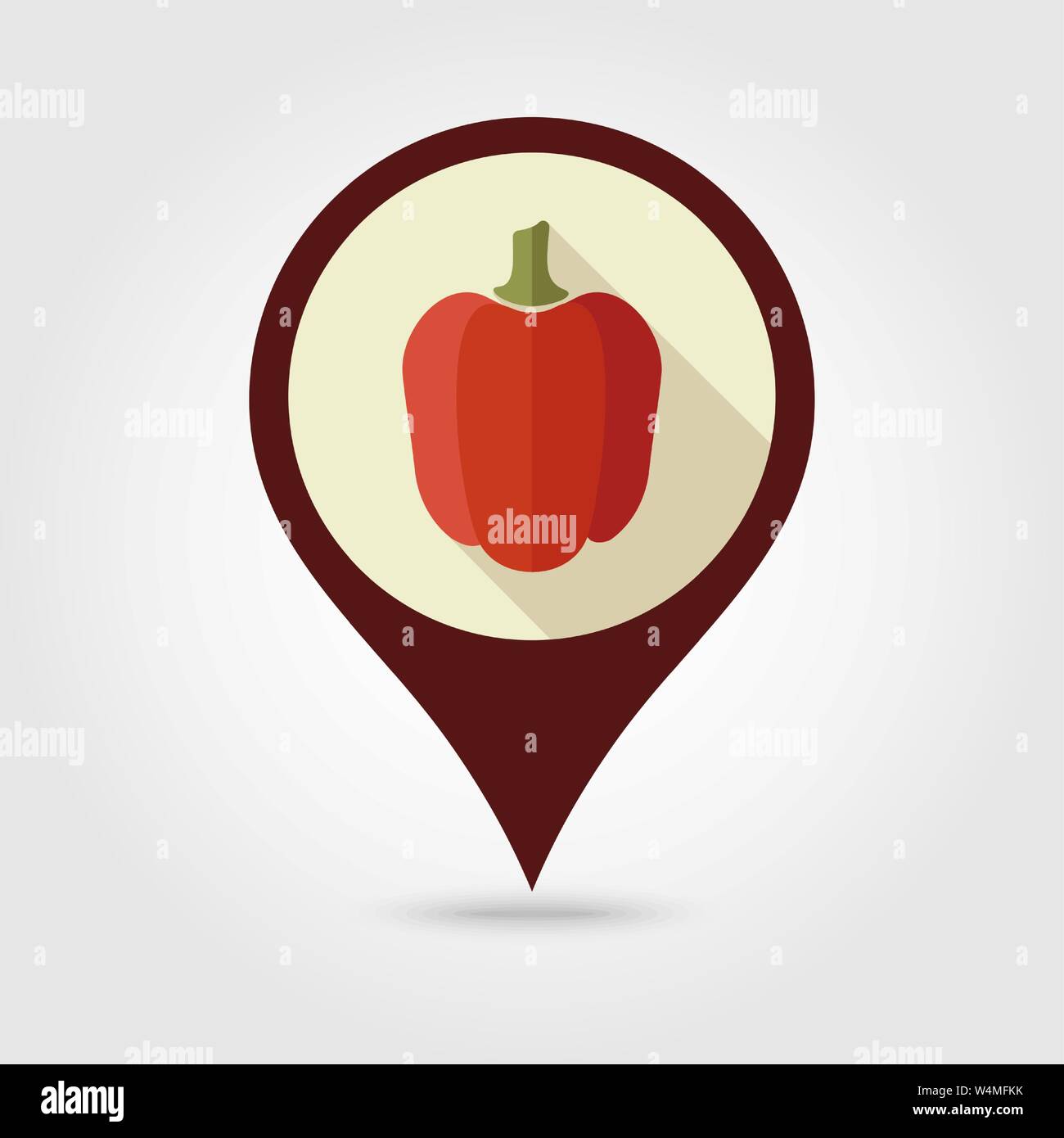Pepper flat vector pin map icon. Map pointer. Map markers. Vegetable ...