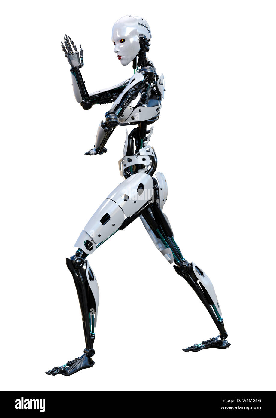 3D rendering of a female robot isolated on white background Stock Photo ...