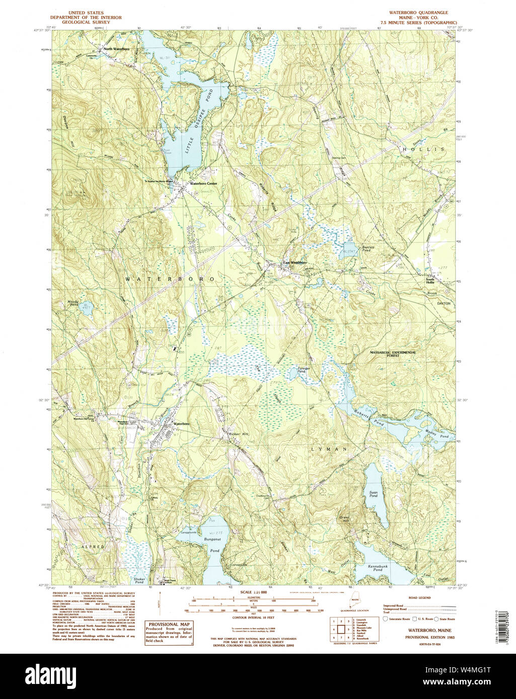 Maine USGS Historical Map Waterboro 103080 1983 24000 Restoration Stock ...