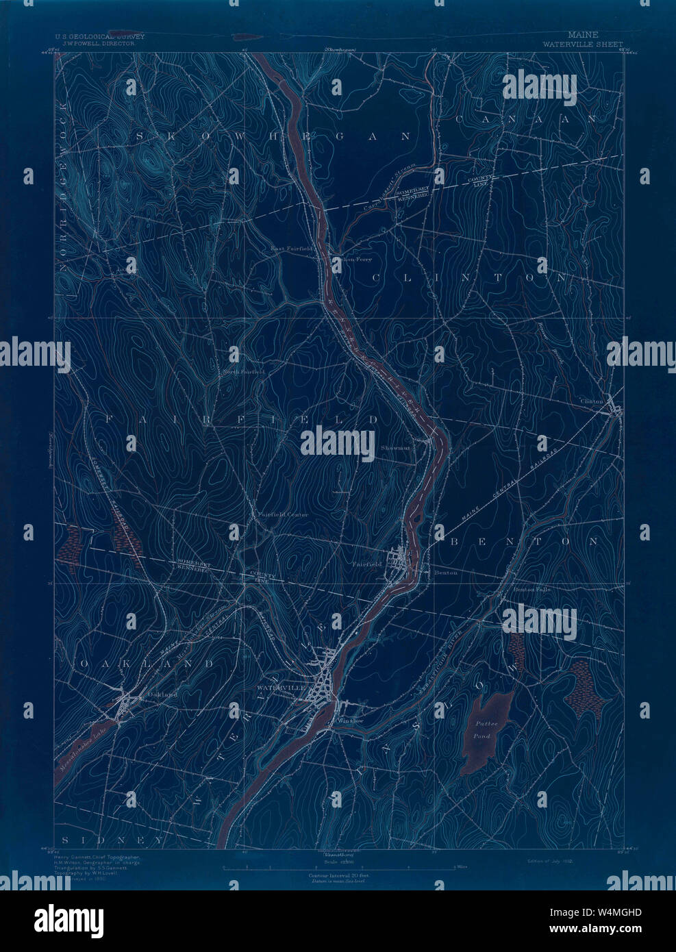 Maine USGS Historical Map Waterville 306841 1892 62500 Inversion ...