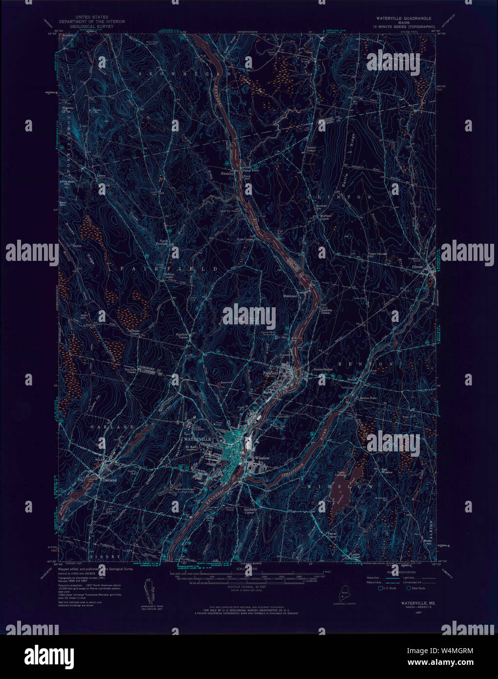 Maine USGS Historical Map Waterville 306844 1957 62500 Inversion ...