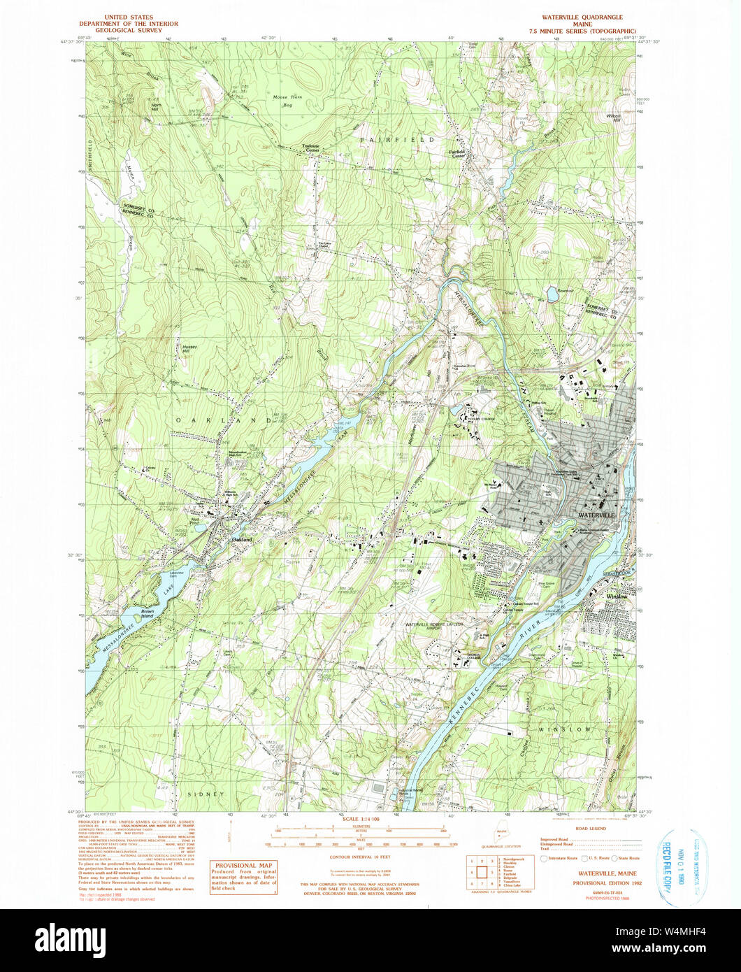 Maine USGS Historical Map Waterville 461016 1982 24000 Restoration ...