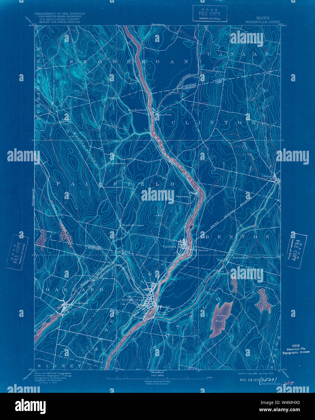 Maine USGS Historical Map Waterville 807726 1892 62500 Inversion ...