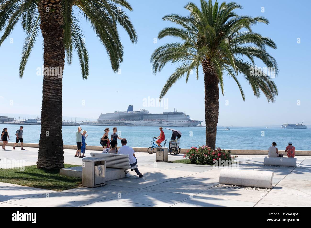 A cruise liner is located in the port of Split at the pier. | usage ...
