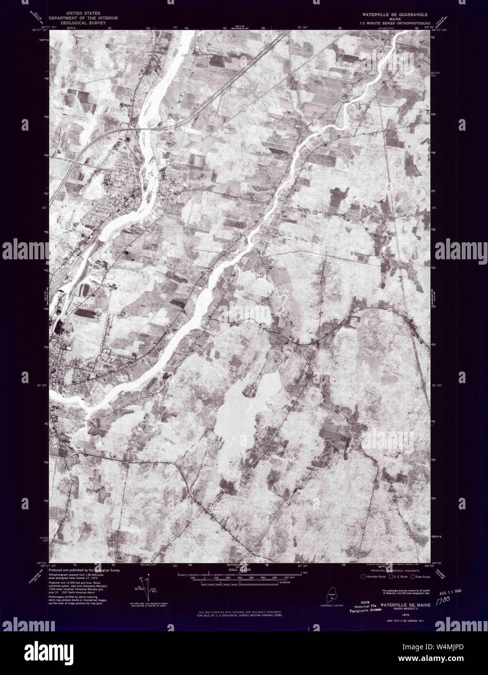 Maine USGS Historical Map Waterville SE 807278 1975 24000 Inversion ...