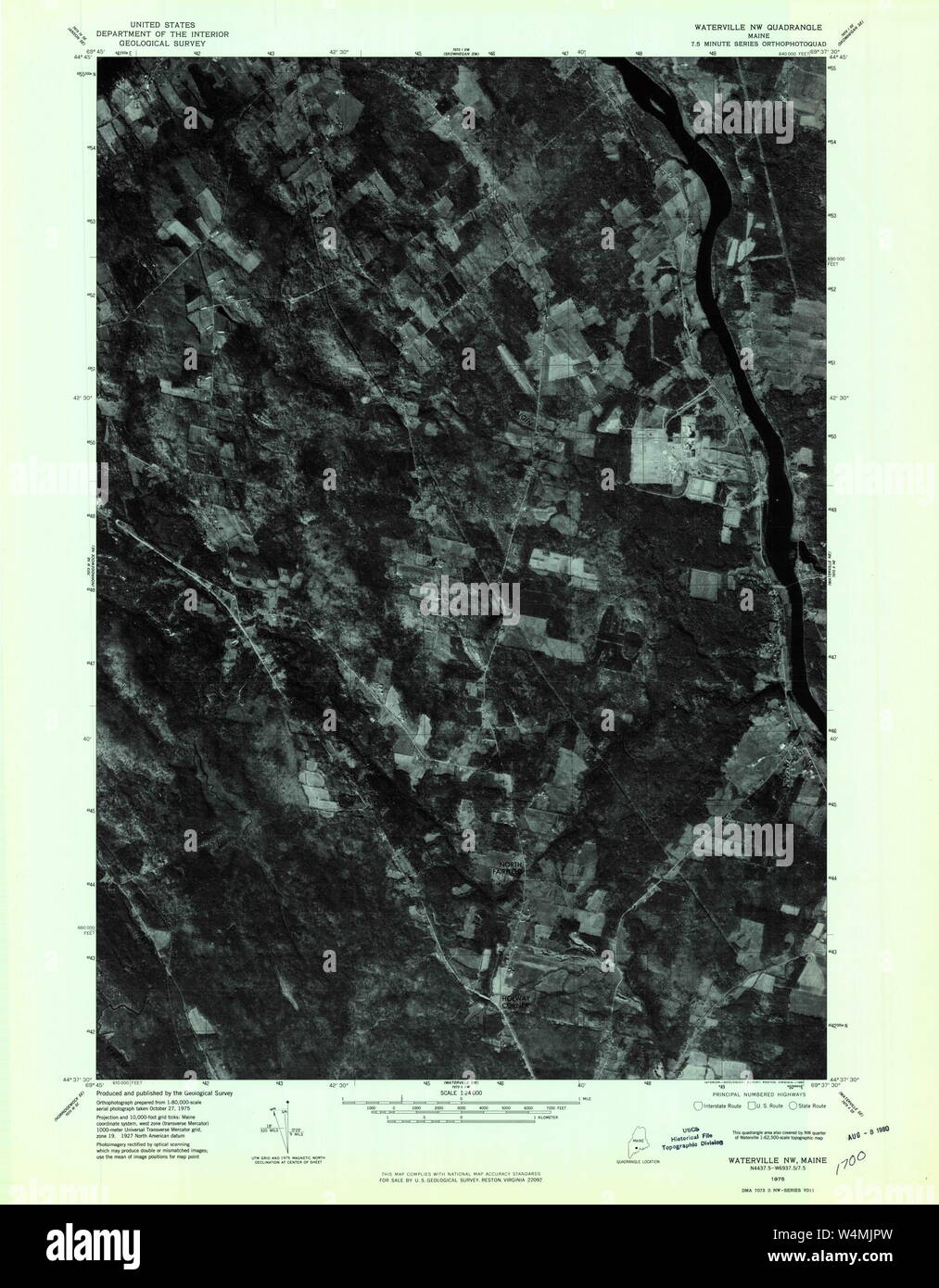 Maine USGS Historical Map Waterville NW 807277 1975 24000 Restoration ...