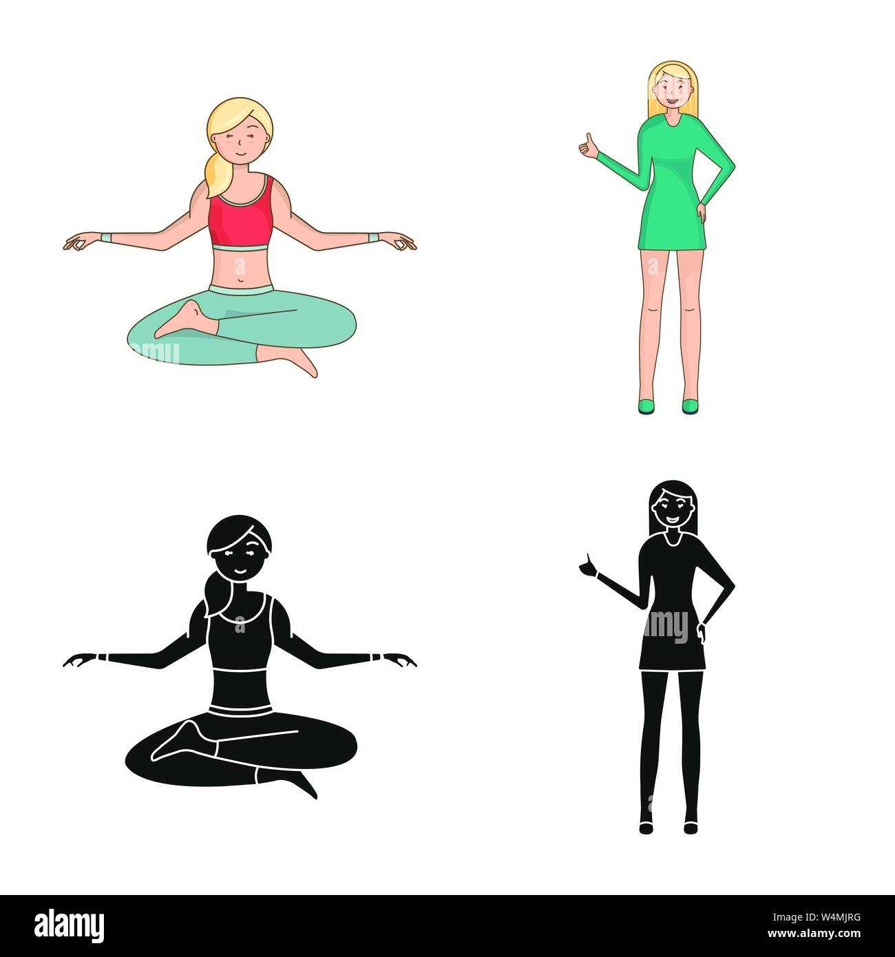 Vector design of posture and mood logo. Set of posture and female ...