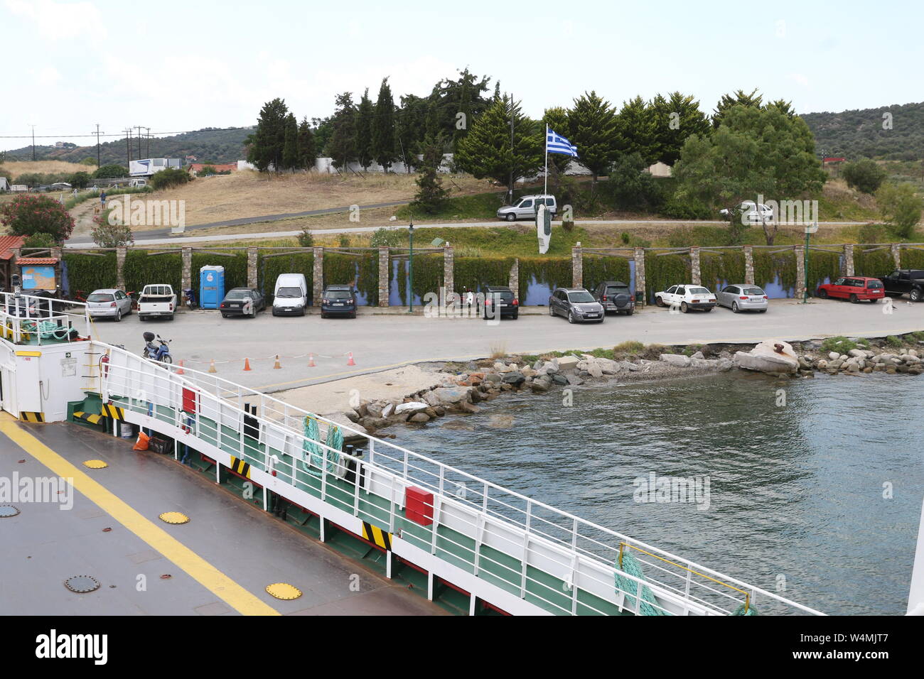 AMMOULIANI, HALKIDIKI, GREECE - JULY 13, 2019: Landscape with Ferry ...