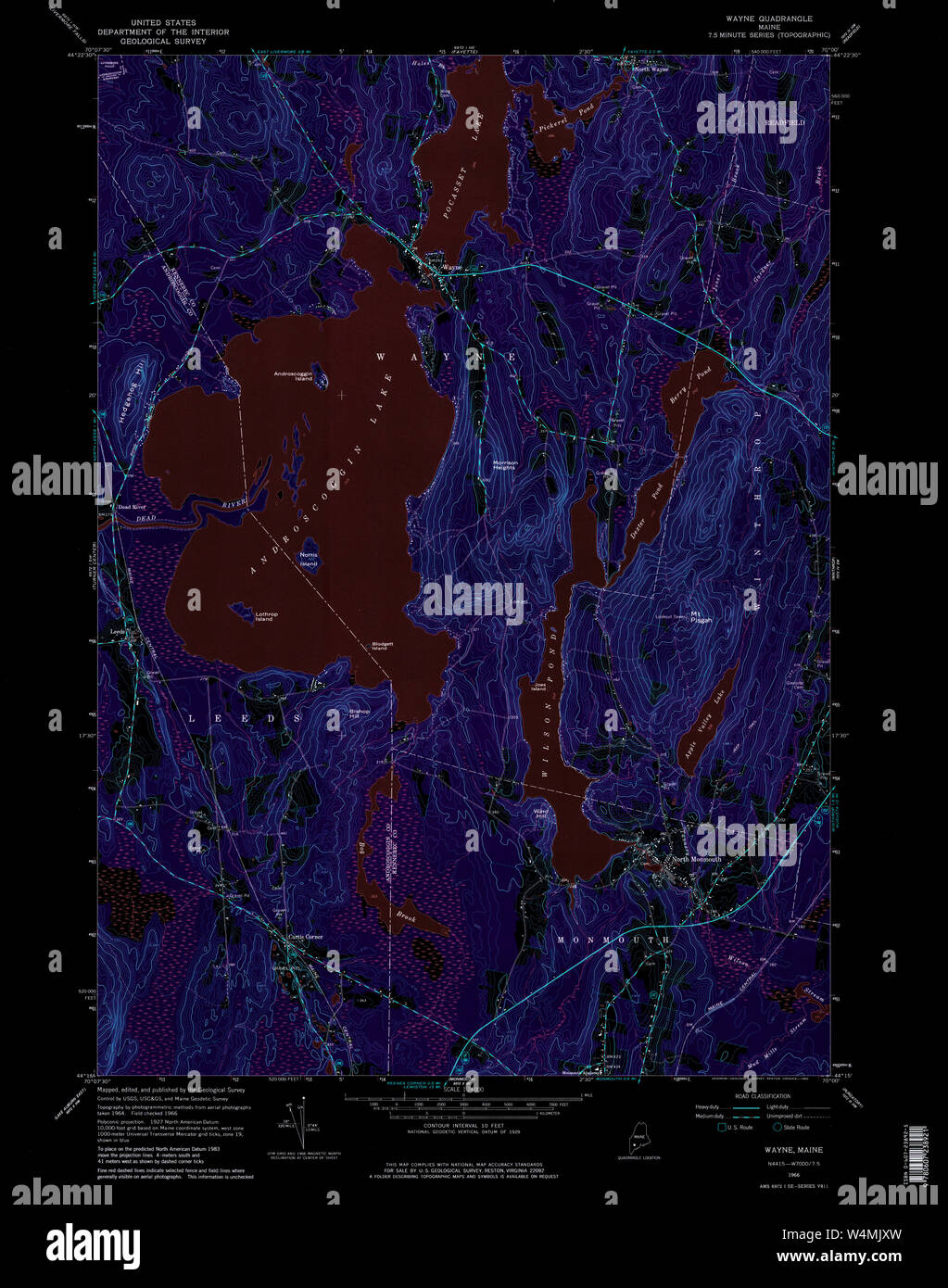 Maine USGS Historical Map Wayne 103084 1966 24000 Inversion Restoration ...