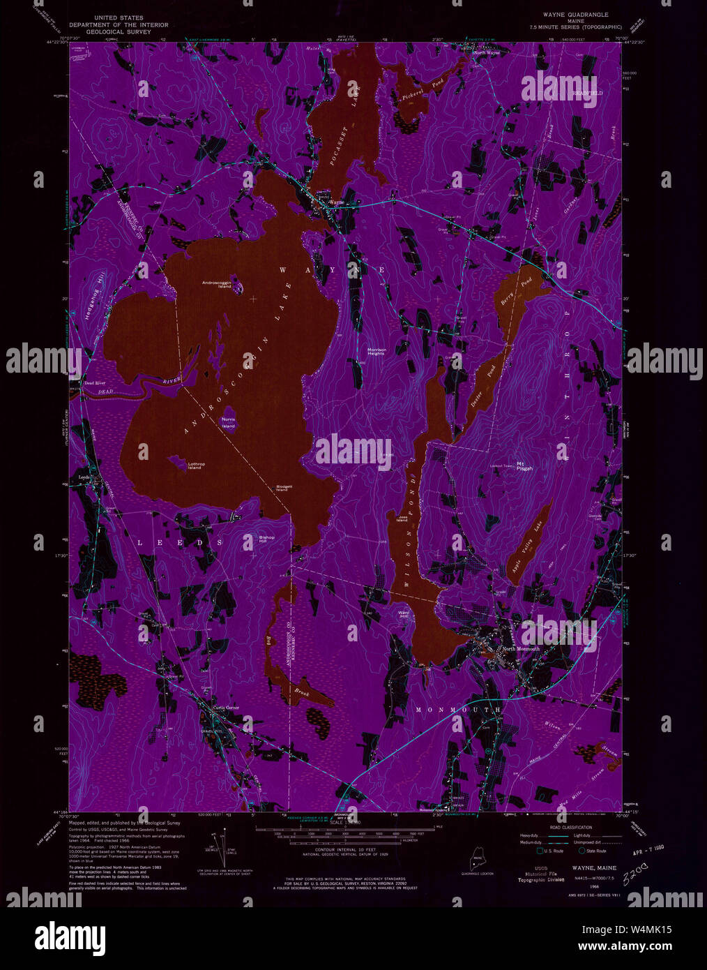 Maine USGS Historical Map Wayne 807280 1966 24000 Inversion Restoration ...