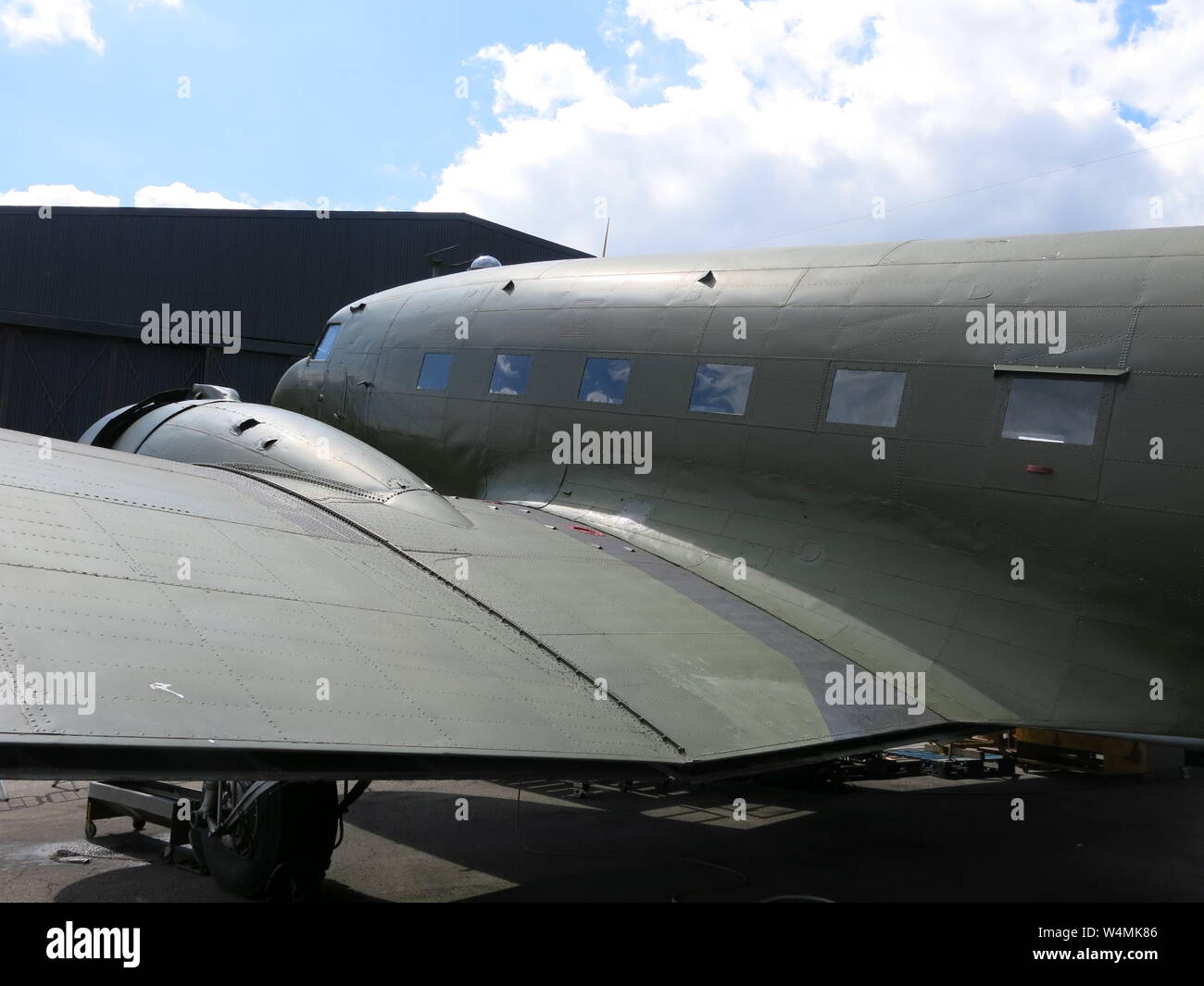 Close-up view of a Dakota, Douglas DC3 passenger transport plane ...