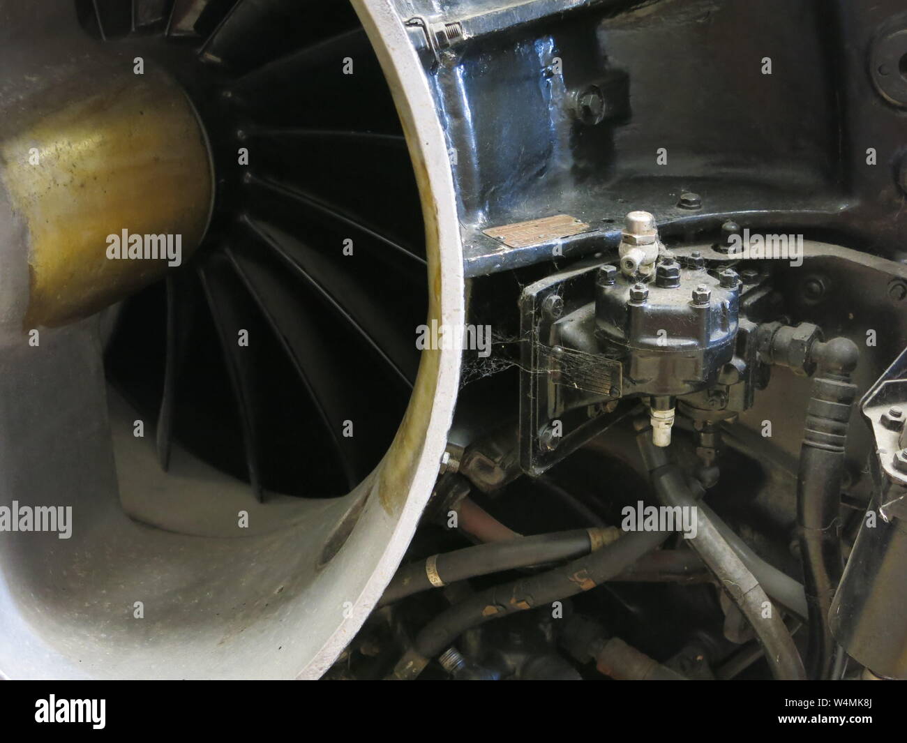 Close-up of the insides of a De Havilland Goblin, an early turbojet ...