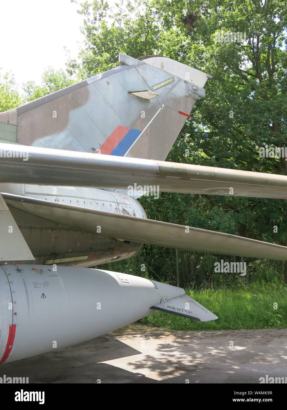 Close-up of the rear half of a Tornado fighter jet showing the tail and ...