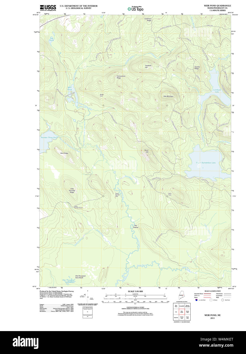 Maine USGS Historical Map Weir Pond 20110909 TM Restoration Stock Photo ...