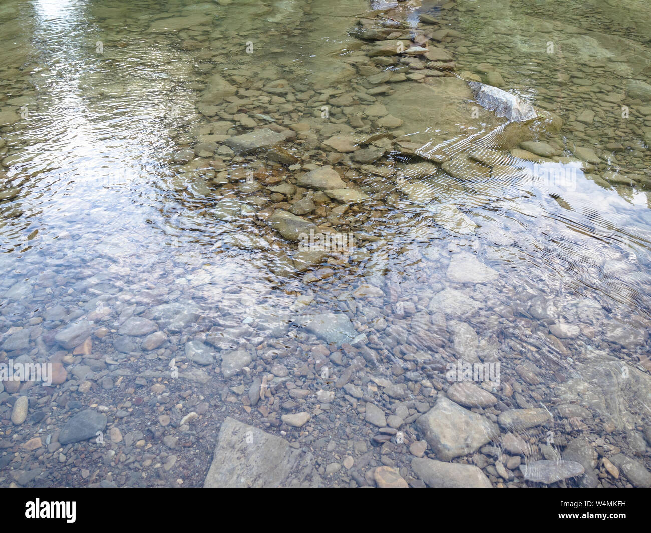 natural background - calm water in mountain river in the Caucasus (Abin ...
