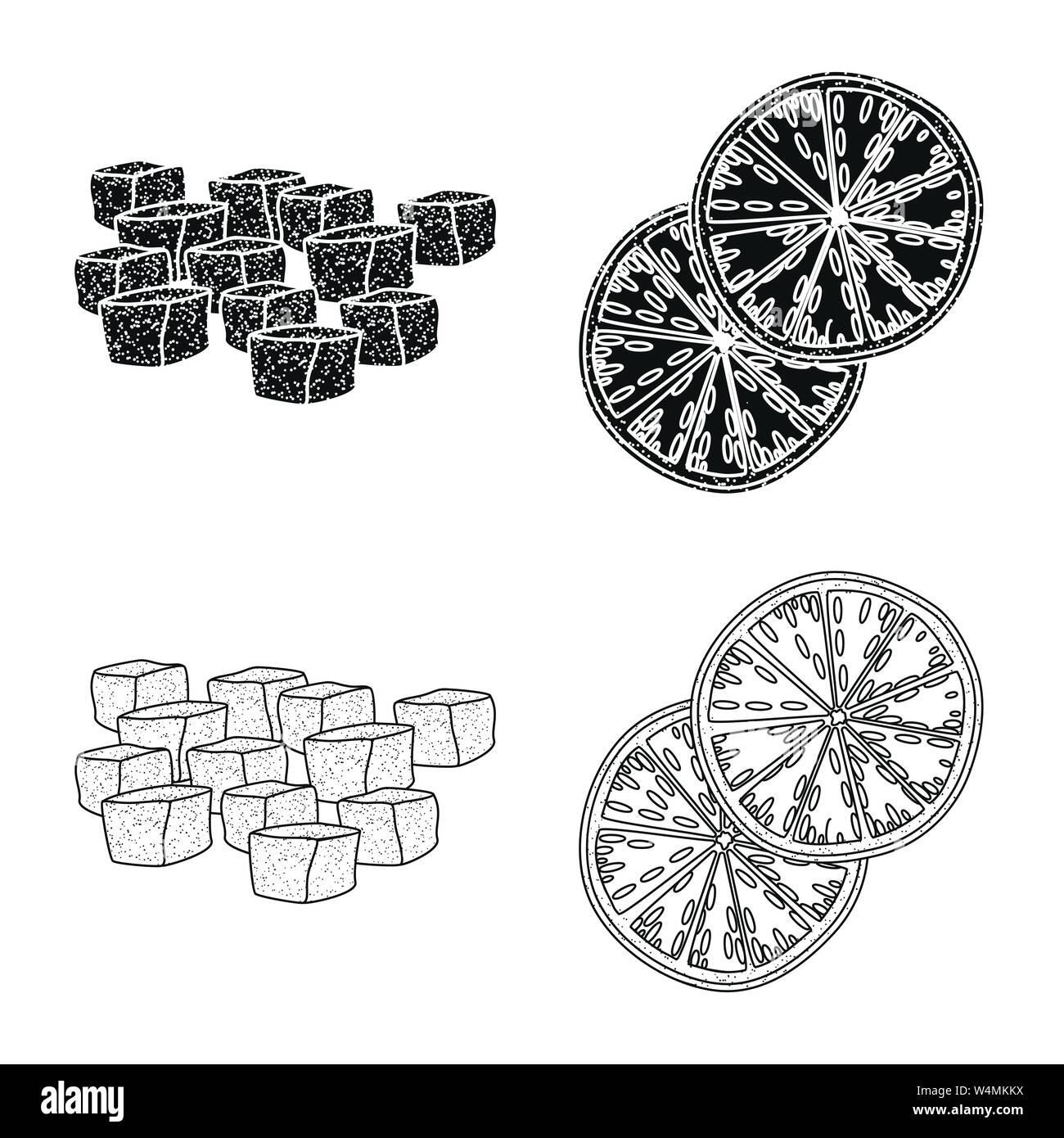 Vector illustration of food and raw logo. Collection of food and nature ...