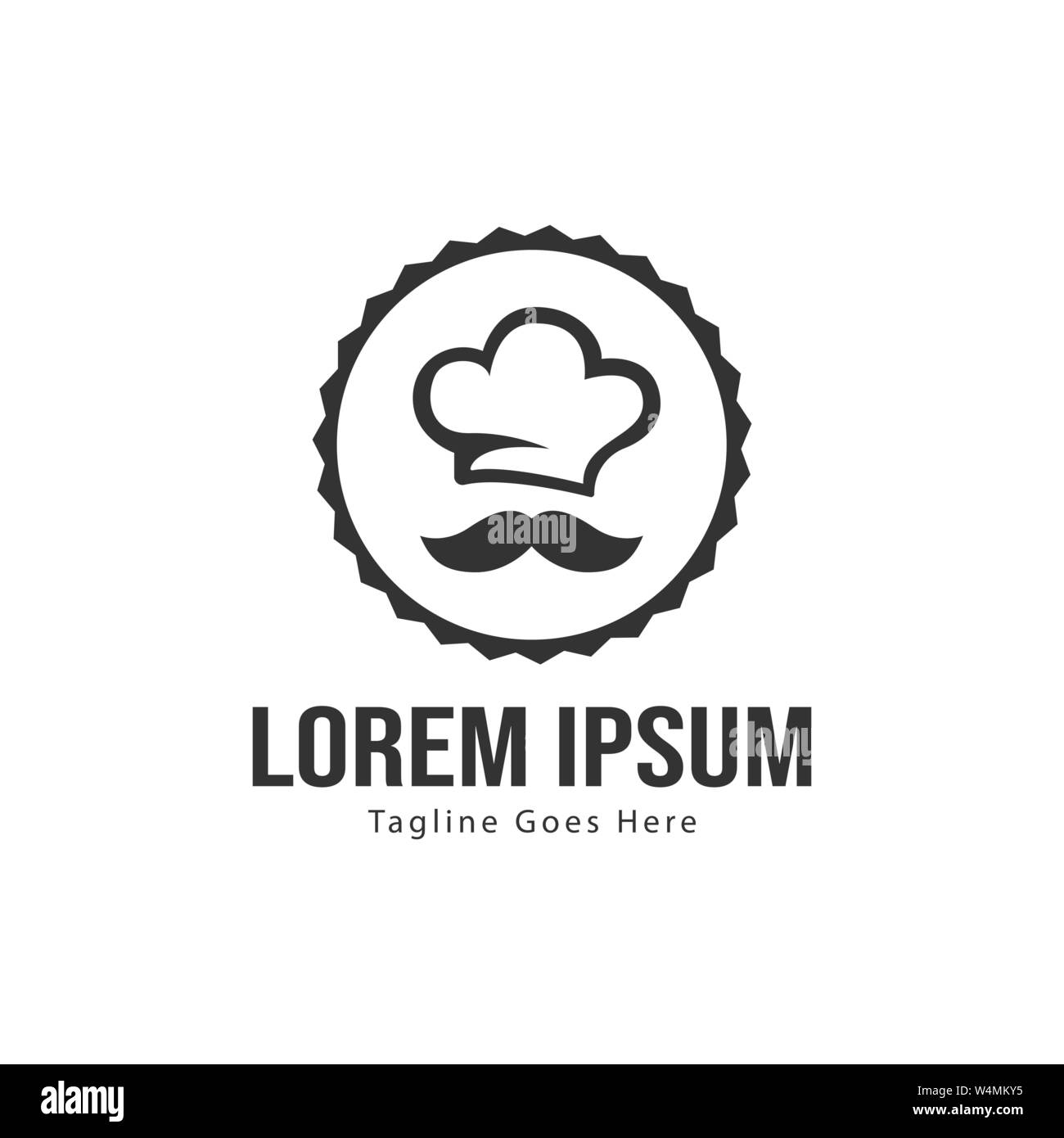 Chef logo template design with frame. minimalist Chef logo vector ...