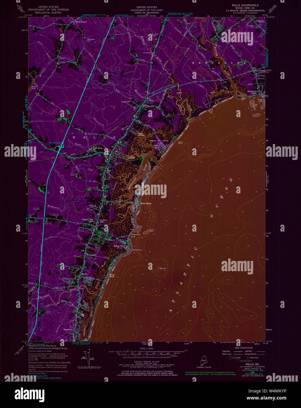 Maine USGS Historical Map Wells 807284 1956 24000 Inversion Restoration ...
