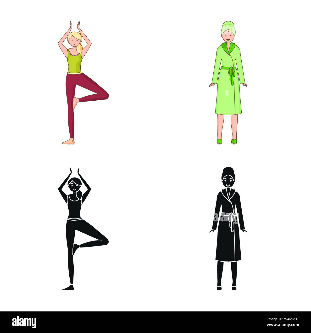 Vector design of posture and mood icon. Set of posture and female ...