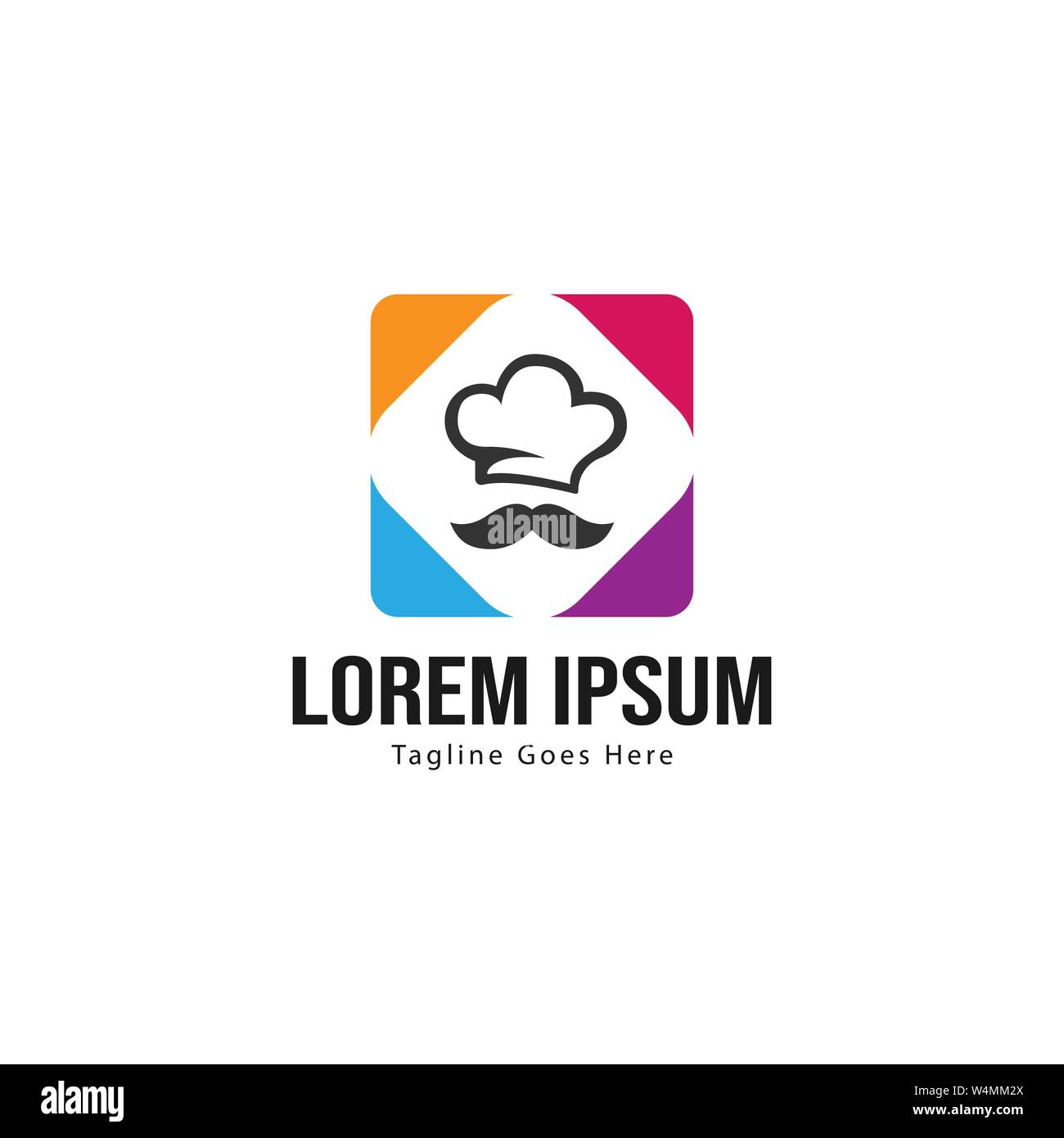 Chef logo template design with frame. minimalist Chef logo vector ...