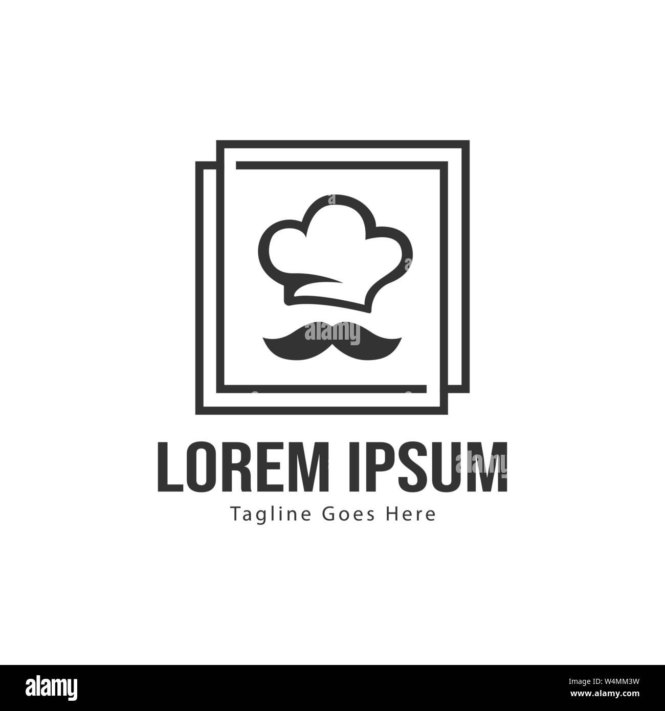 Chef logo template design with frame. minimalist Chef logo vector ...