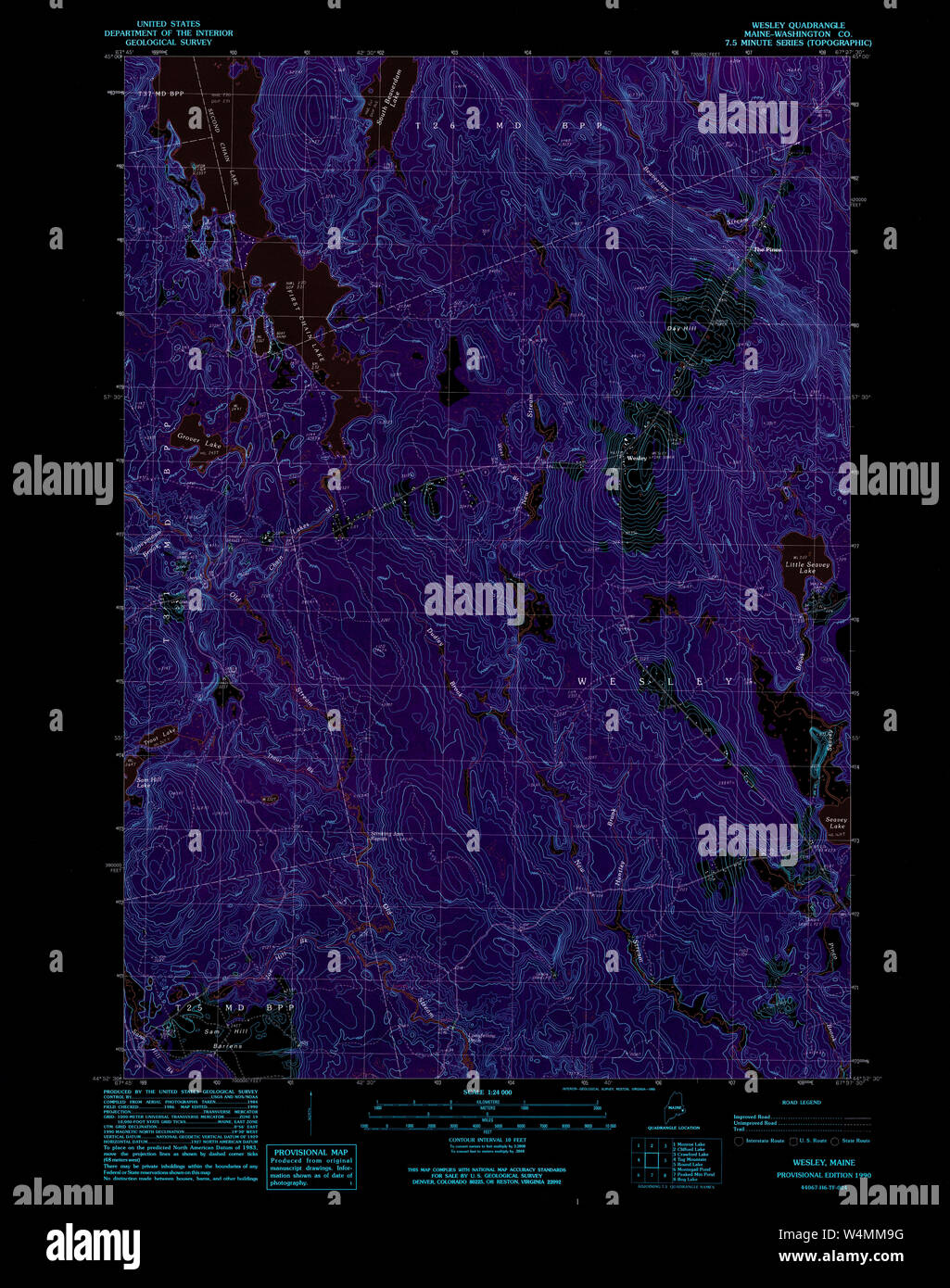 Maine USGS Historical Map Wesley 103094 1990 24000 Inversion ...