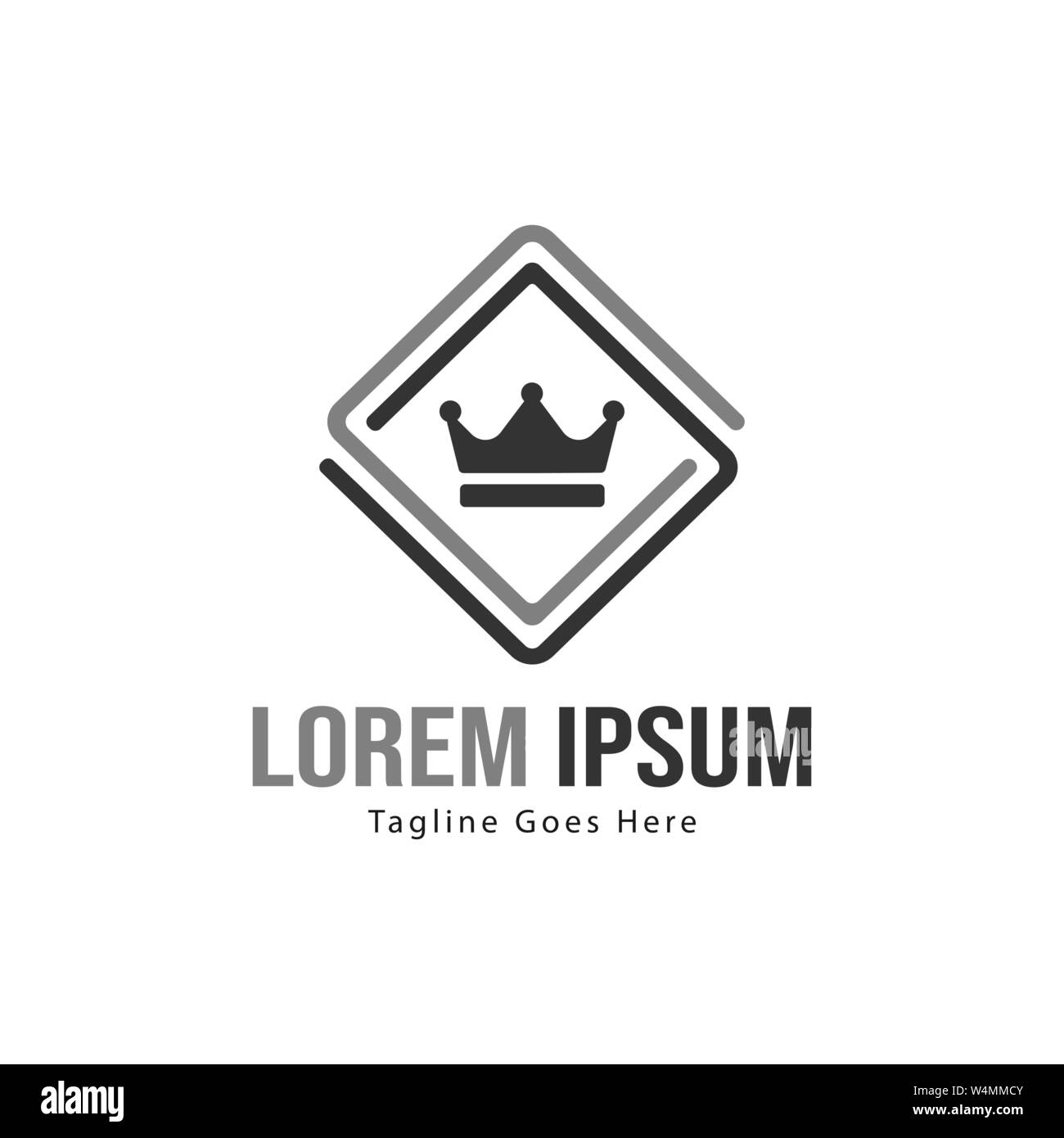 Crown logo template design with frame. minimalist crown logo vector ...