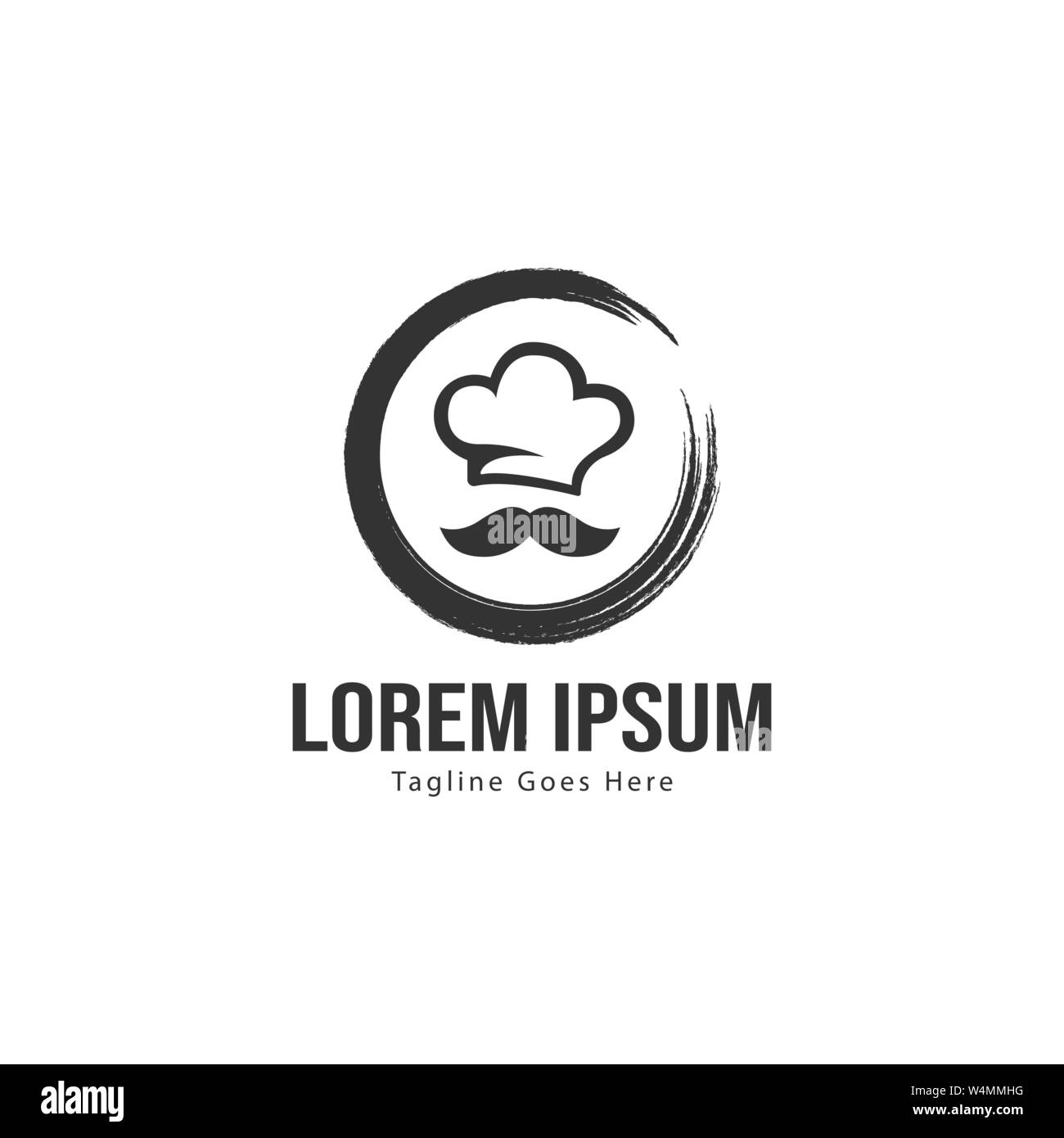 Chef logo template design with frame. minimalist Chef logo vector ...