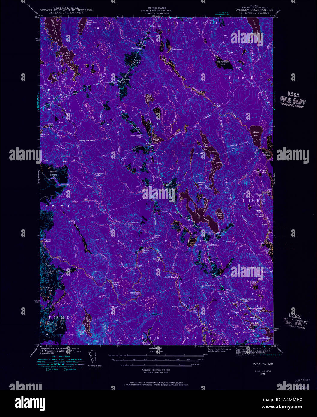 Maine USGS Historical Map Wesley 461019 1941 62500 Inversion ...