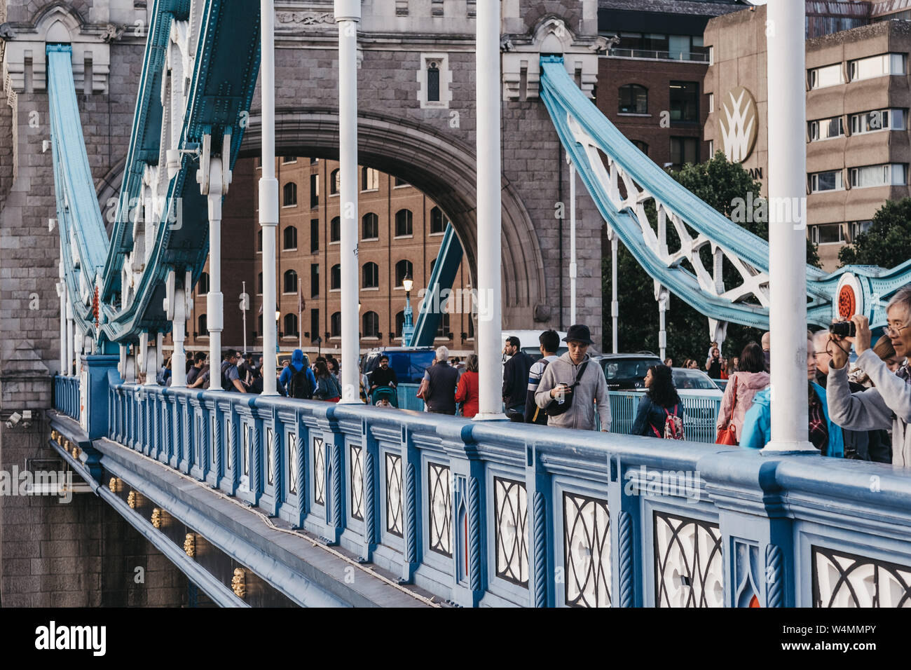 London, UK - June 22, 2019: People walking on Tower Bridge, London, at ...