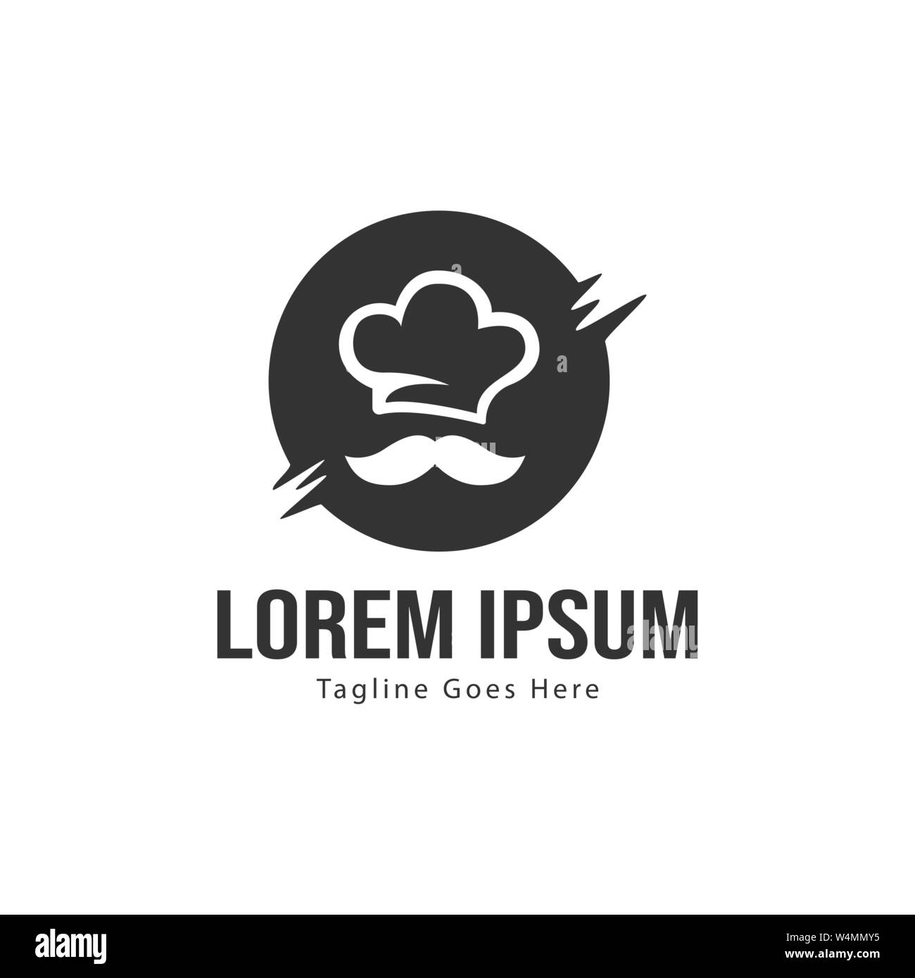 Chef logo template design with frame. minimalist Chef logo vector ...