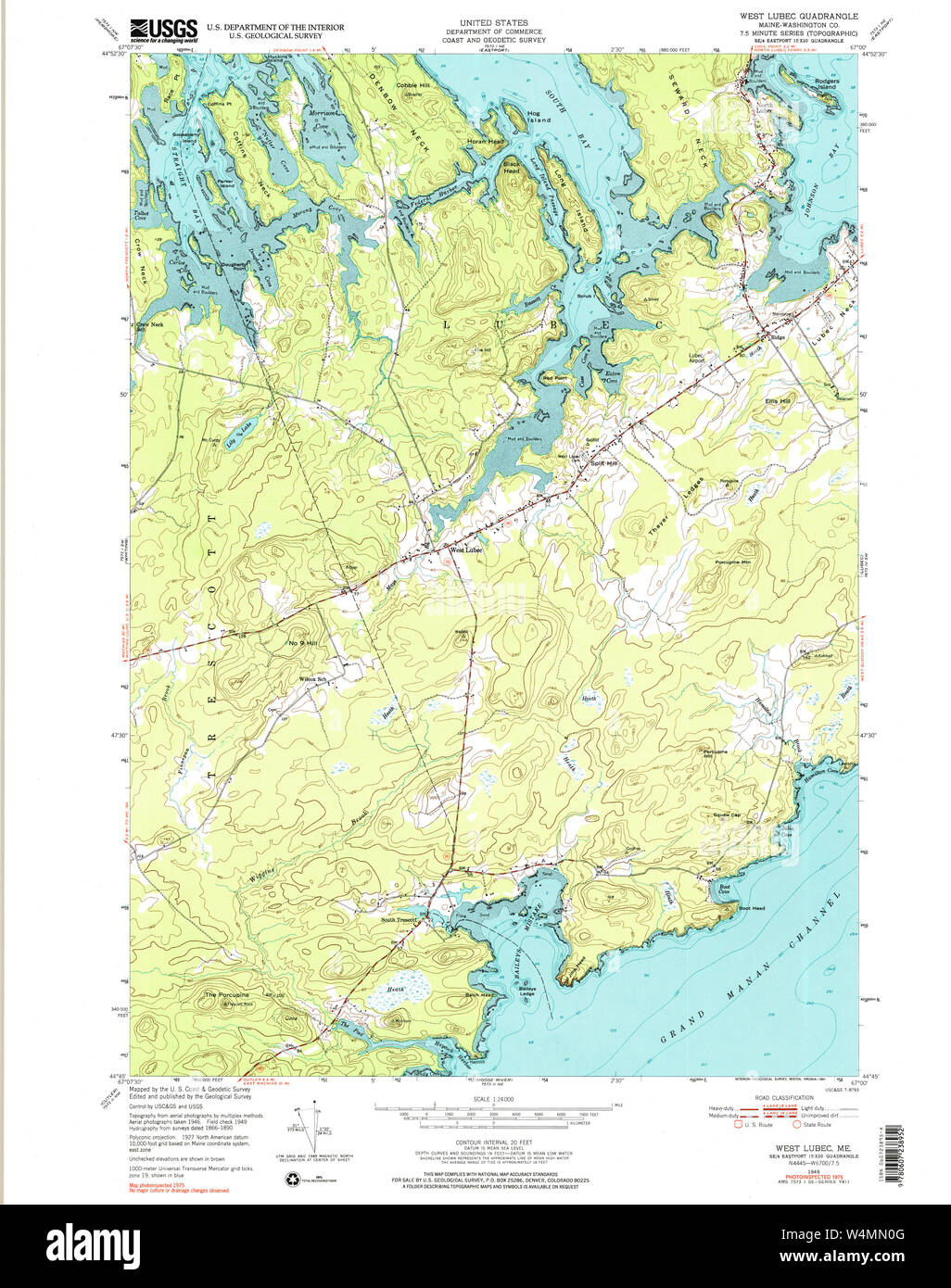 Maine USGS Historical Map West Lubec 103098 1949 24000 Restoration ...