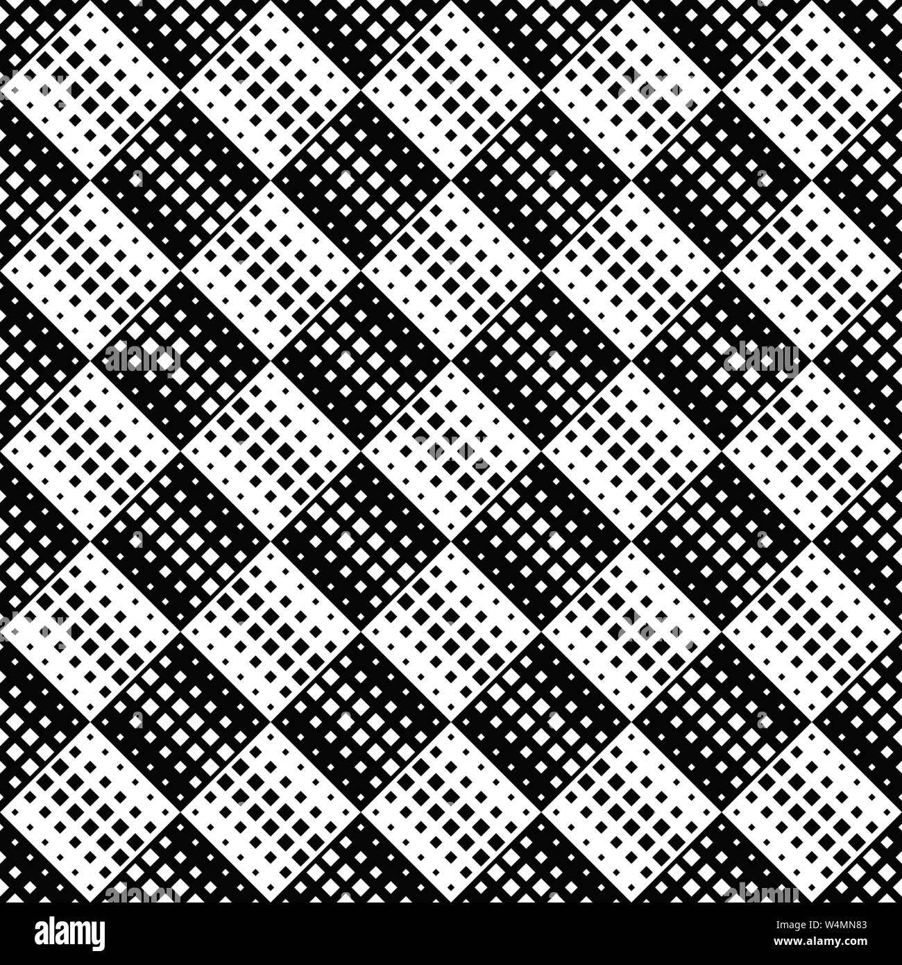 Seamless geometrical diagonal square pattern background design - black and white vector graphic ...