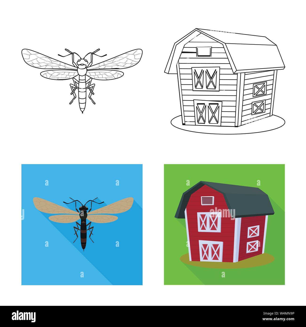 Vector illustration of agriculture and farming sign. Set of agriculture ...