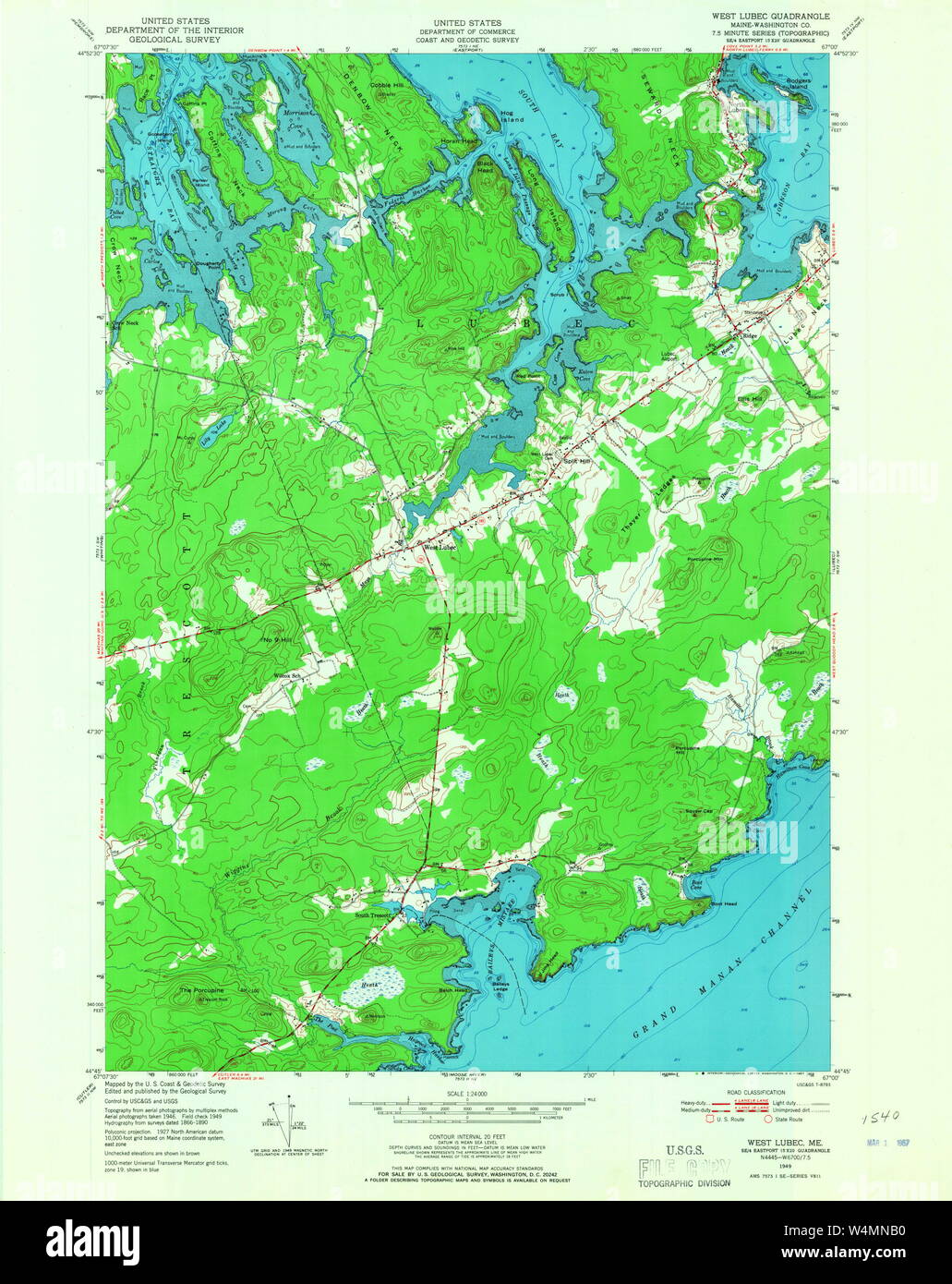 Maine USGS Historical Map West Lubec 807294 1949 24000 Restoration ...