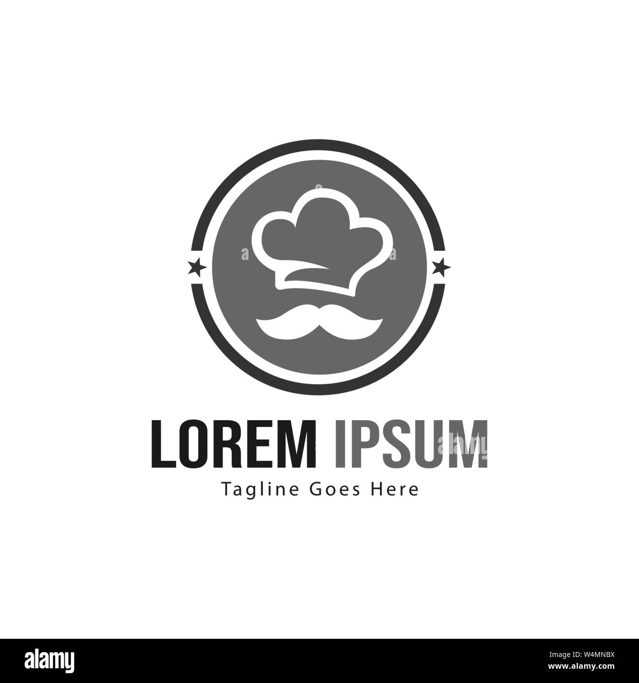 Chef logo template design with frame. minimalist Chef logo vector ...