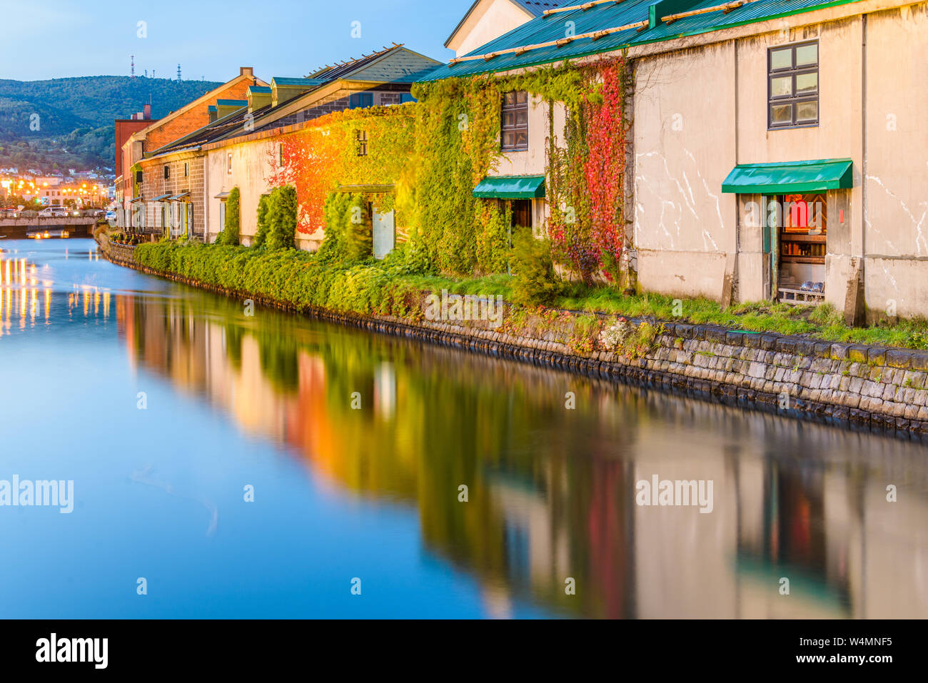 Historic Otaru Canals in Otaru, Hokkaido Prefecture, Japan at twilight ...