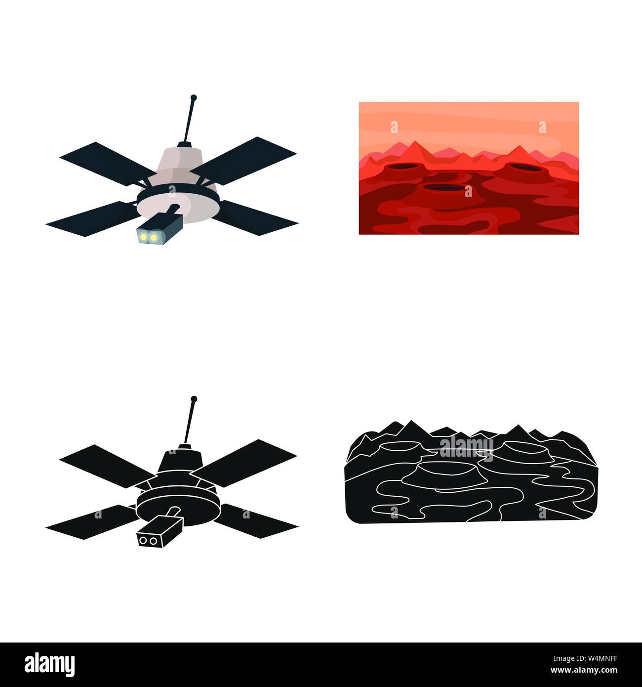 Vector illustration of astronomy and technology sign. Collection of ...