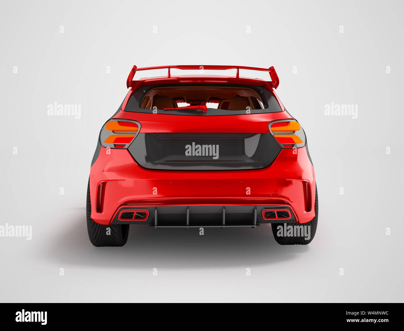 Modern sport car red rear from below 3d render not gray background with ...