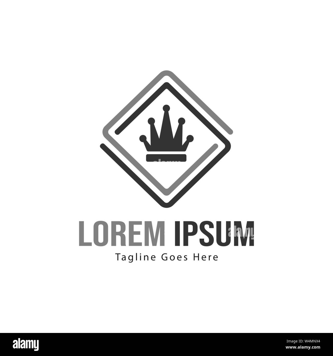 Crown logo template design with frame. minimalist crown logo vector ...