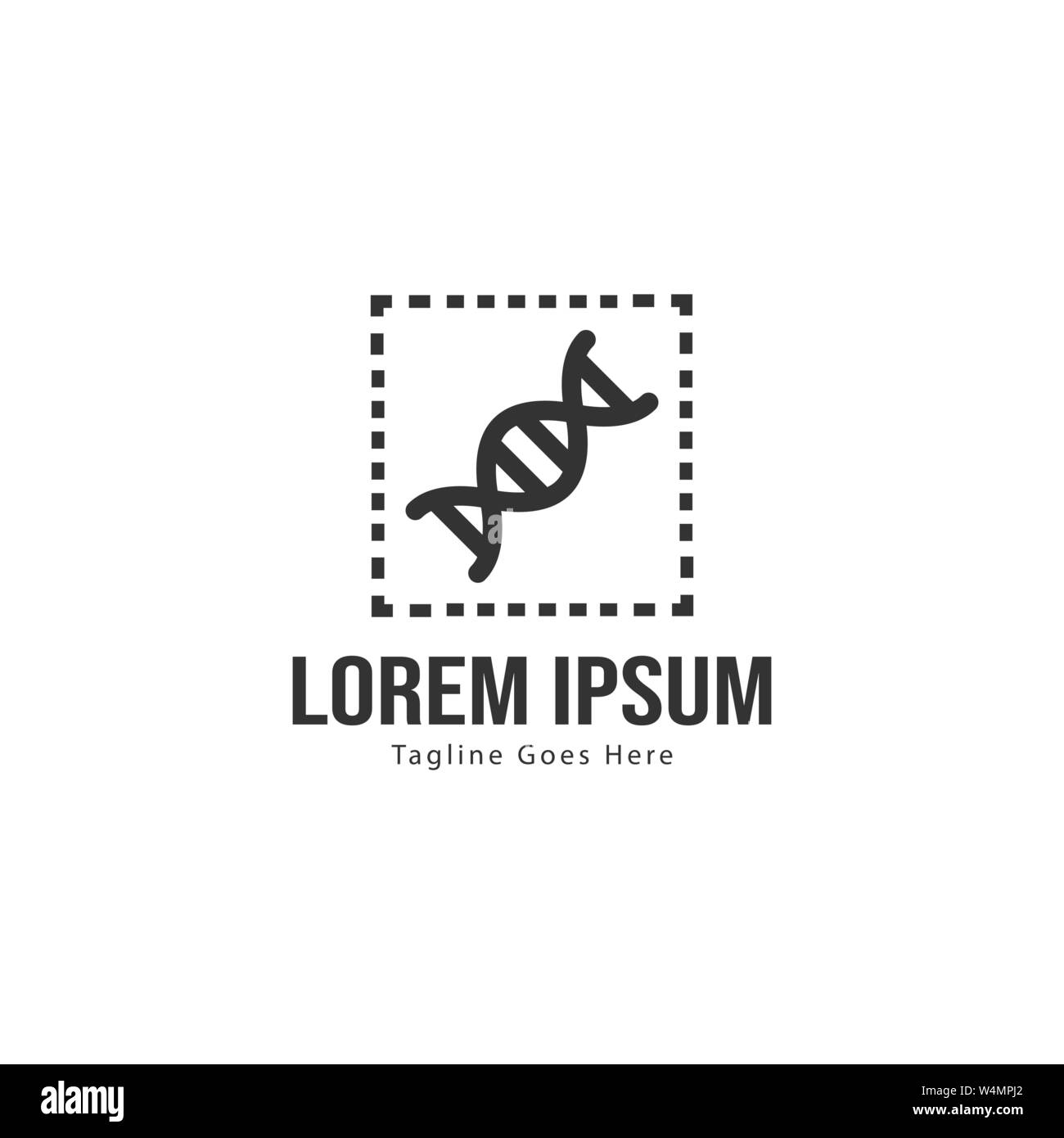 DNA logo template design with frame. minimalist DNA logo vector ...