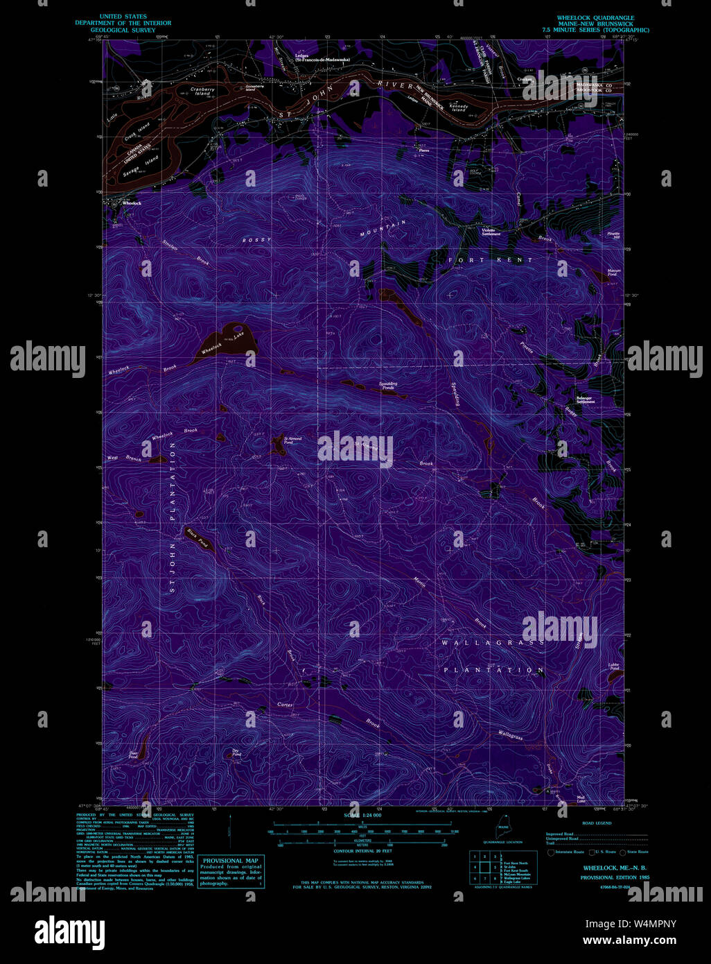 Maine USGS Historical Map Wheelock 103107 1985 24000 Inversion ...