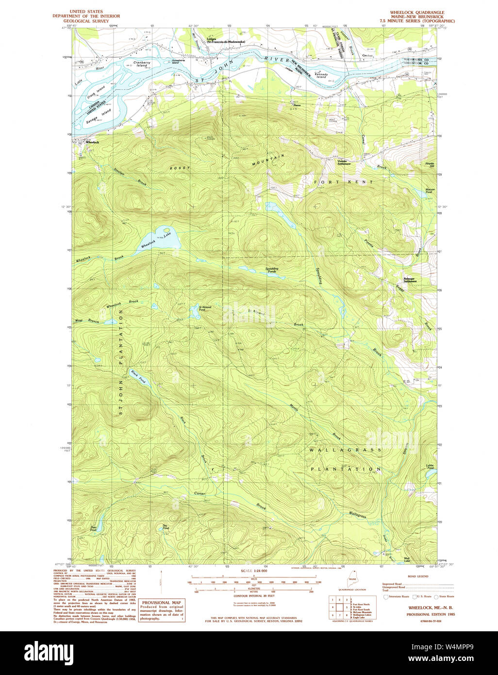 Maine USGS Historical Map Wheelock 103107 1985 24000 Restoration Stock ...
